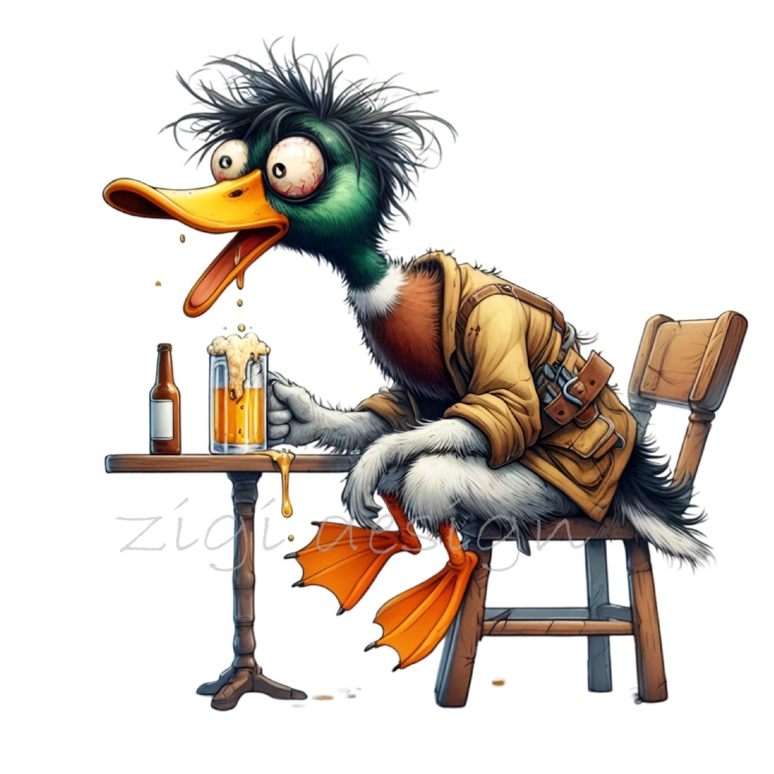 15 PNG Drunk Duck Clipart, Funny Mallard Beer, Messy Bird Illustration ...