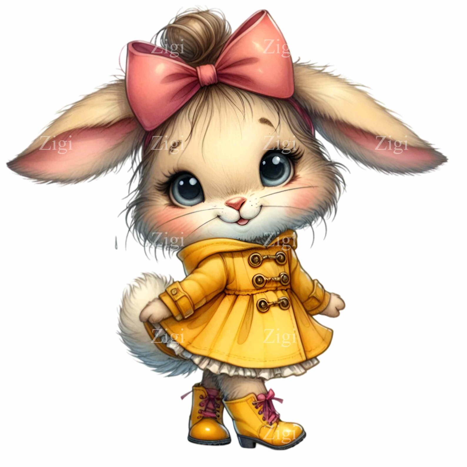 14 PNG Rainy Day Bunny Clipart – Cute Rabbit PNG – Sad Animal ...