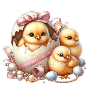 10 PNG Easter Chicks Clipart – Baby Chick Egg Illustration, Spring Farm ...