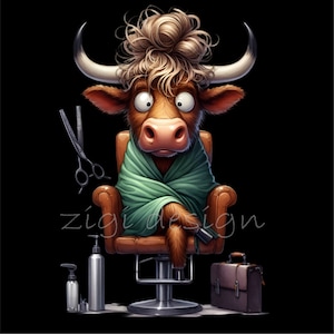 Cow Hairdresser Hair Beauty Salon Clipart, 15 PNG Humorous Funny ...