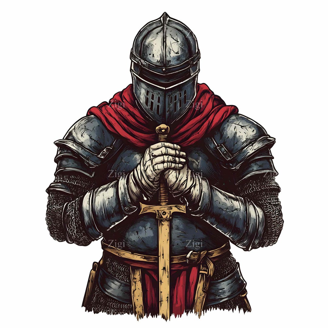 20 JPEG Knight Clipart JPEG – Medieval Warrior in Steel Armor With Red ...