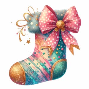 12 Colorful Christmas Stocking PNG Clipart, Festive Patchwork Stocking ...