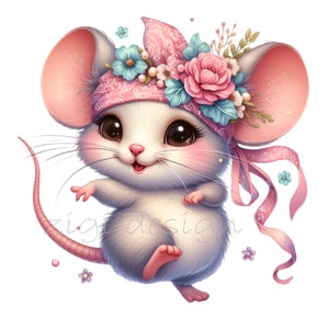 Dance Clipart, Mouse Clip Art, 12 PNG Cute Baby Dancer Mouse Princess ...