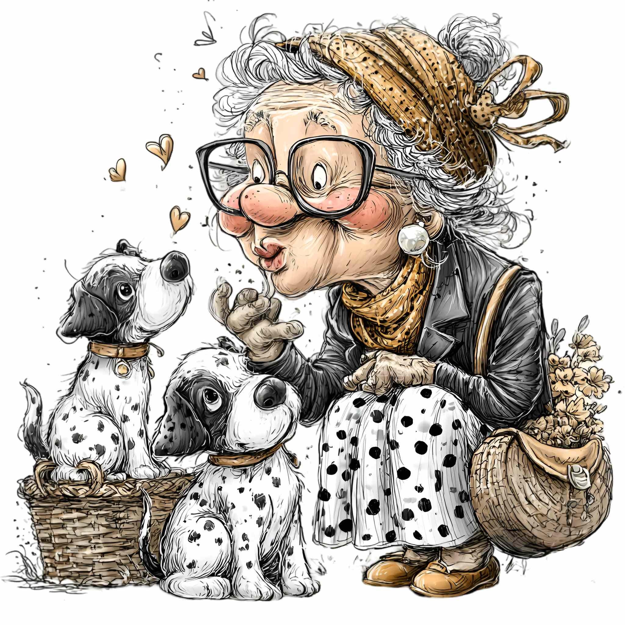 12 PNG Funny Dog and Lady Clipart – Grandma With Puppies - Etsy