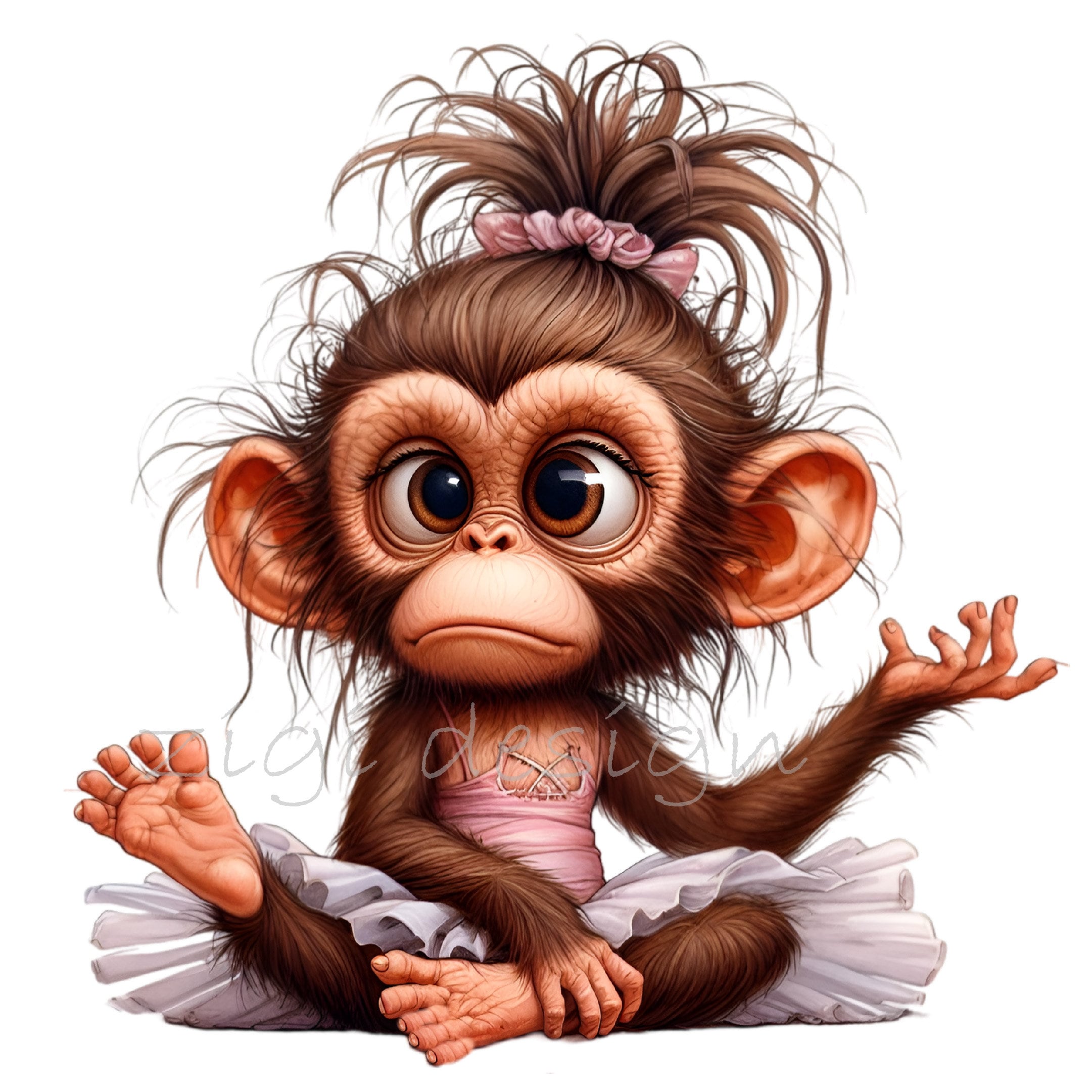 Cute Baby Monkey PNG in Pink Bow, 15 PNG Clipart. Adorable Monkey ...