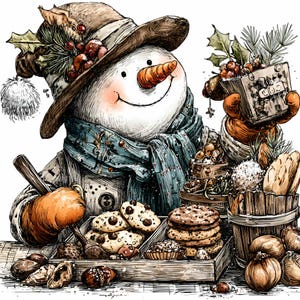 10 PNG Holiday Snowman Clipart – Christmas Cookie PNG – Cute Winter ...