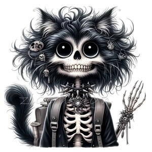 Gothic Cat Skeleton Student Clipart 12 PNG Cute Skeleton With Green ...