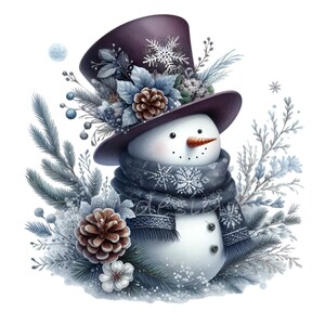 Festive Snowman Clipart PNG, 12 Winter Snowman With Top Hat and ...
