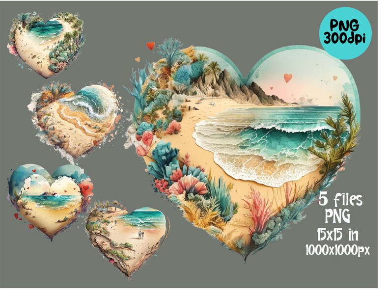 Watercolor Beach Clipart Summer Sublimation PNG - Etsy