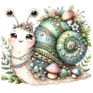 Snail Clipart Birthday Kids Clip Art 15 PNG Watercolor Snail - Etsy
