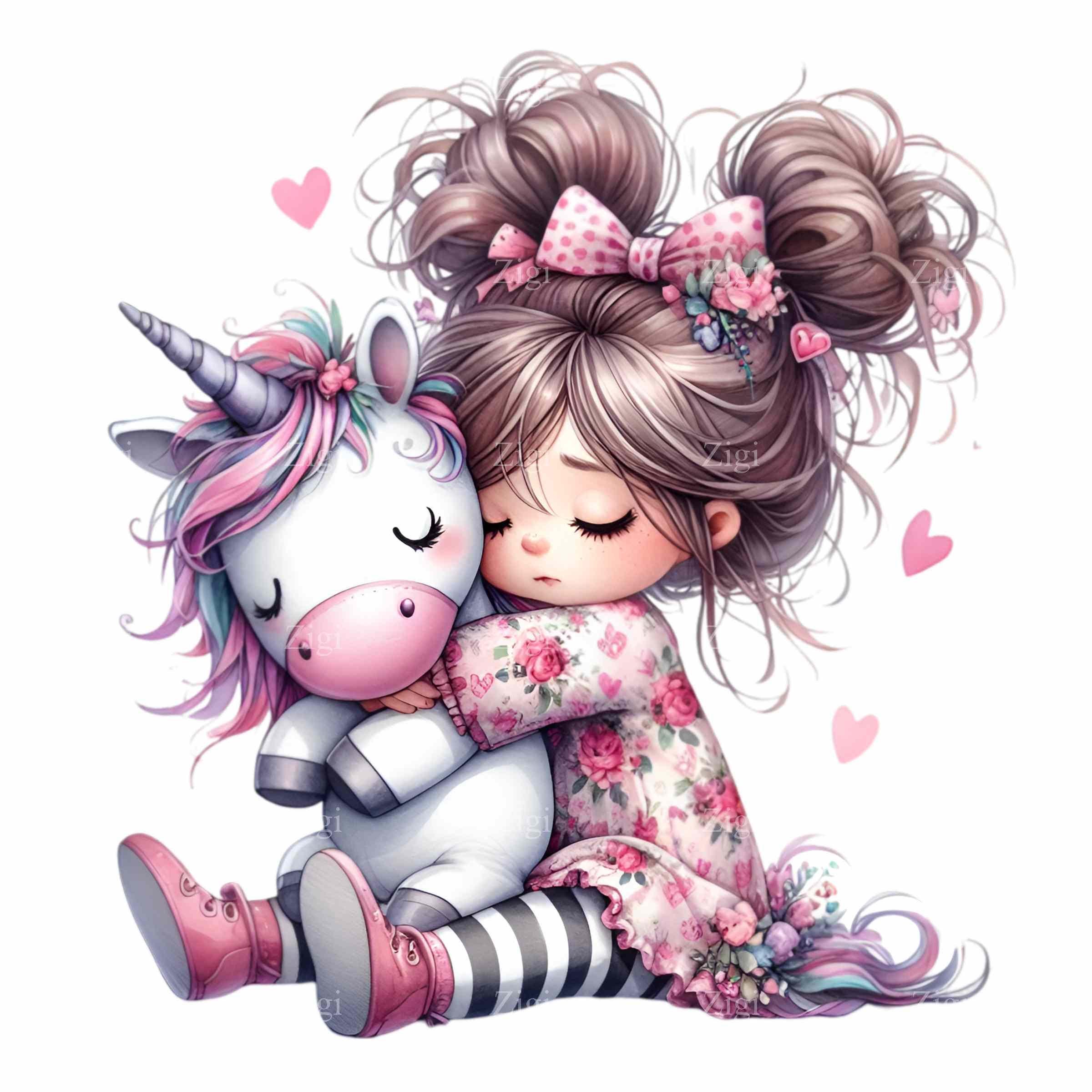 15 PNG Girl With Unicorn Clipart – Pastel Hug Png – Cute Art for ...
