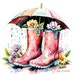 Rain Boots Clipart Bundle, 20 PNG Watercolor Umbrella Rubber Boots ...