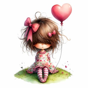12 Girl With Heart Balloon PNG Clipart – Perfect for Valentine's Day ...