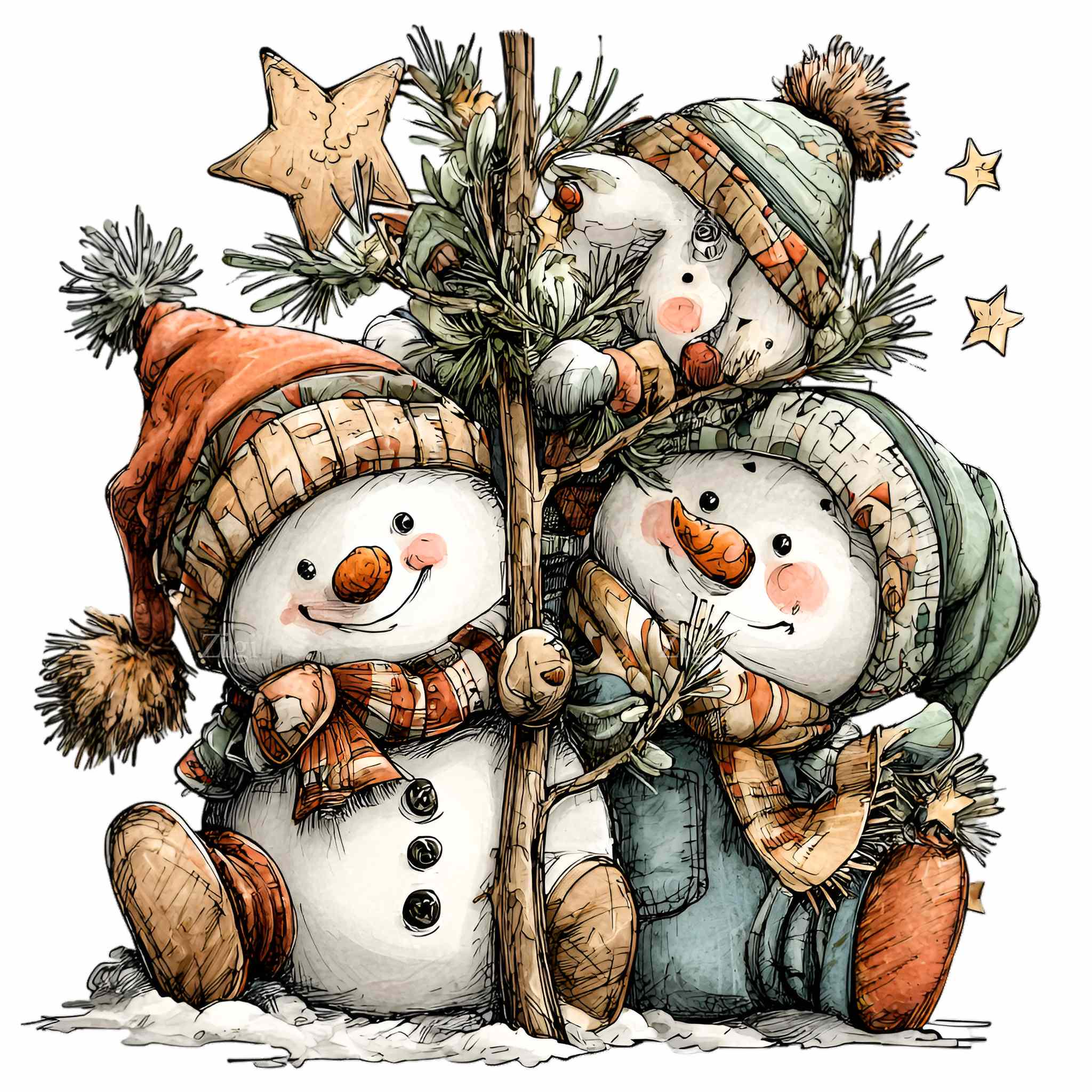 15 PNG Winter Snowman Clipart – Christmas Snowmen PNG – Holiday Art for ...