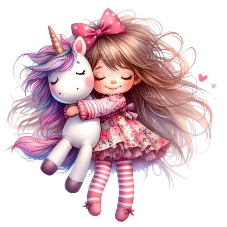 15 PNG Girl With Unicorn Clipart – Pastel Hug Png – Cute Art for ...