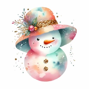 12 Colorful Snowman With Striped Hat PNG Clipart. Festive Snowman ...