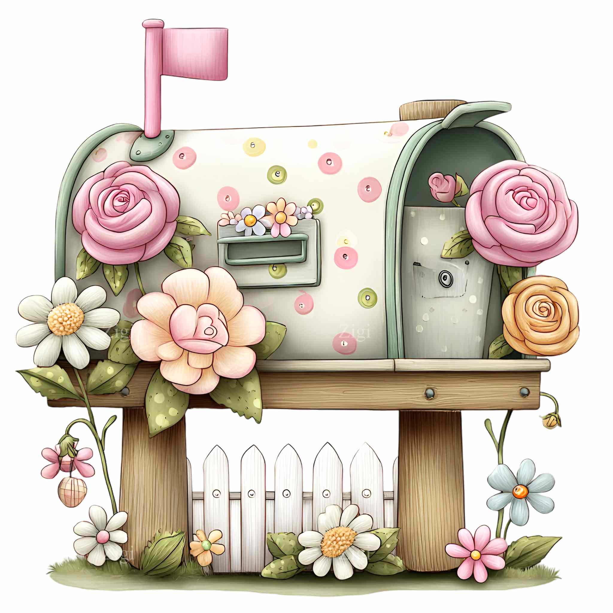 15 PNG Cute Mail Clipart – Pastel Mailbox PNG – Floral Envelope for ...