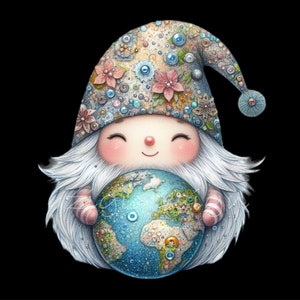 Earth Day Clipart, Gnome Clip Art, 15 PNG Watercolor Globe Planet ...