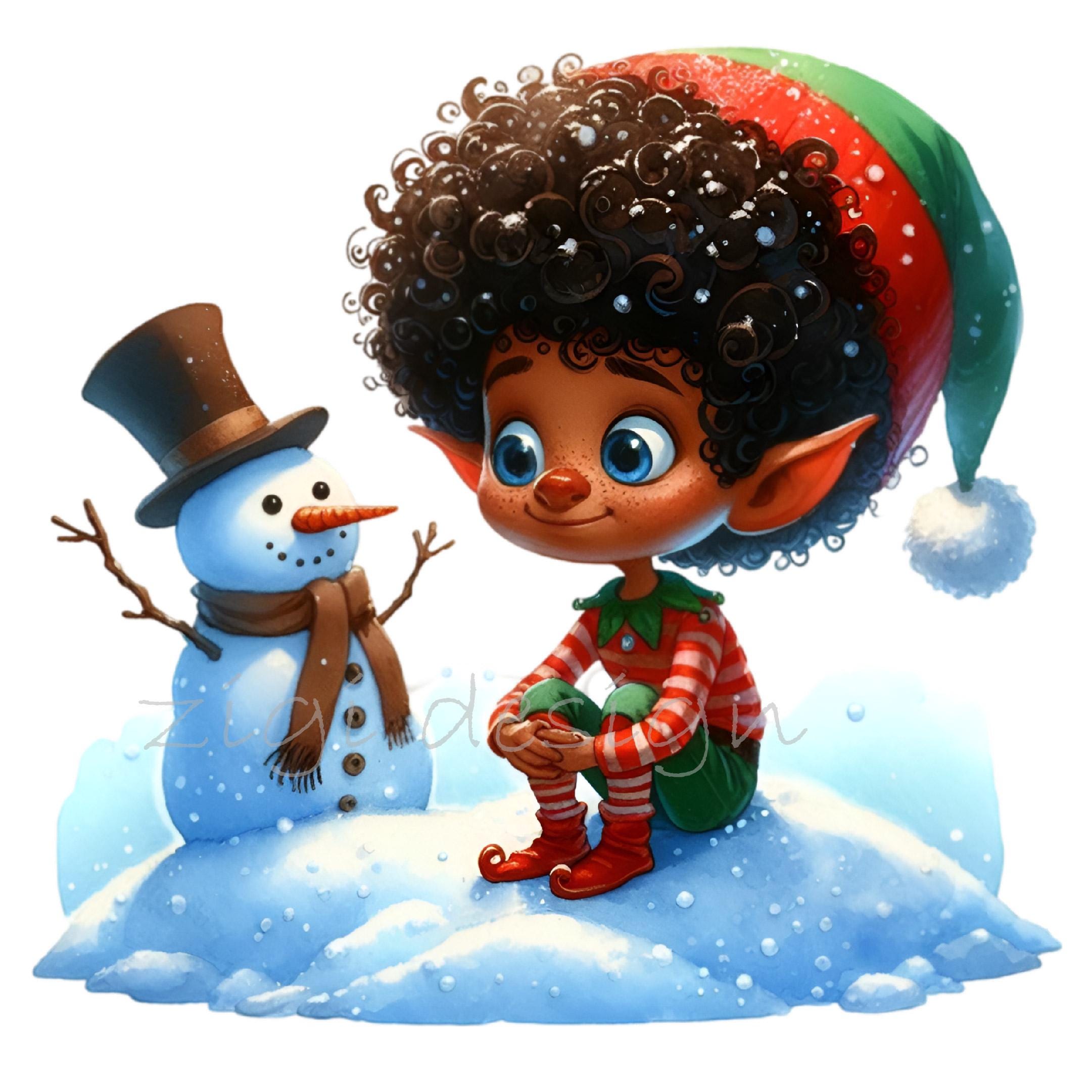 12 PNG Christmas Elf Clipart – Holiday Snowman Art for Crafters ...