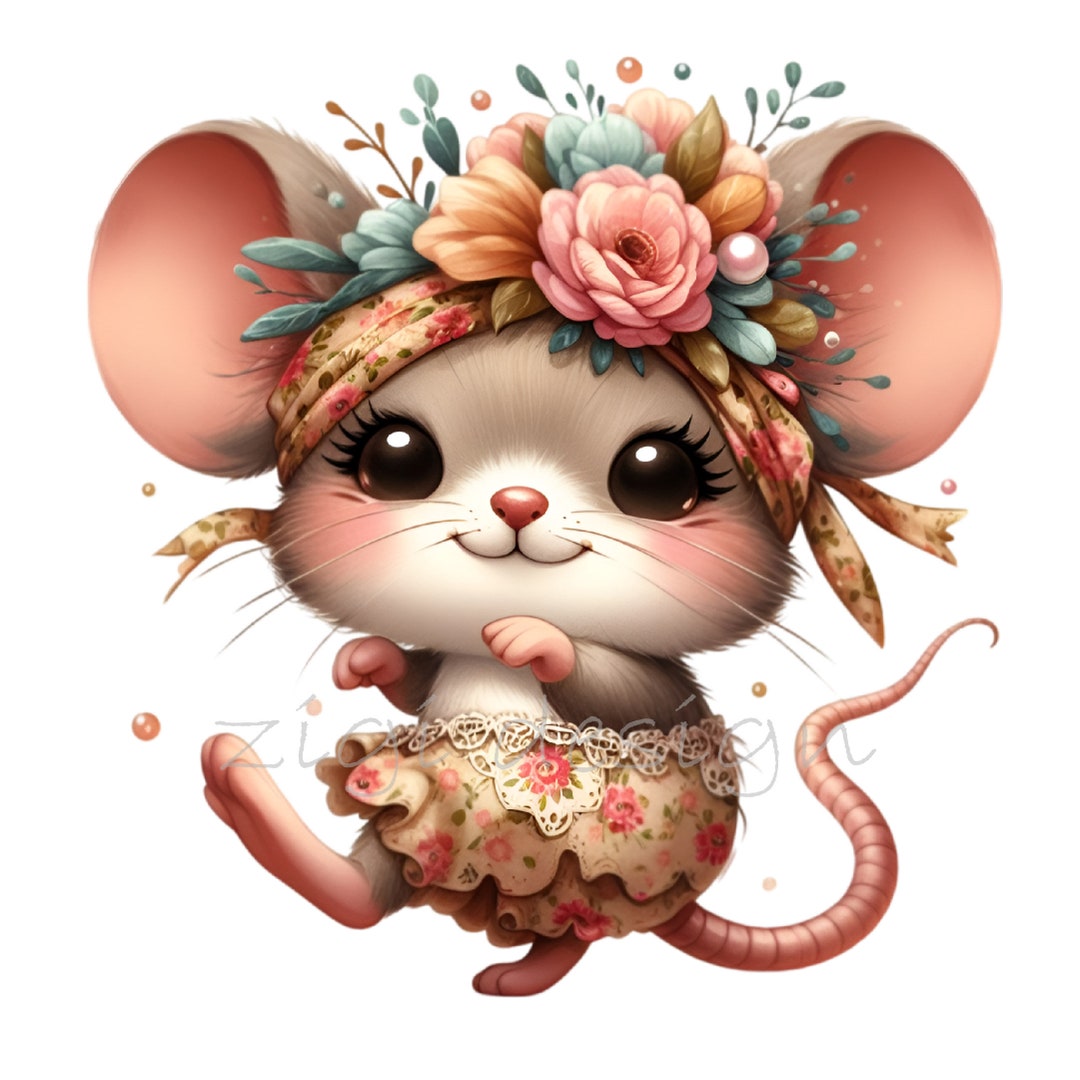 Dance Clipart, Mouse Clip Art, 12 PNG Cute Baby Dancer Mouse Princess ...