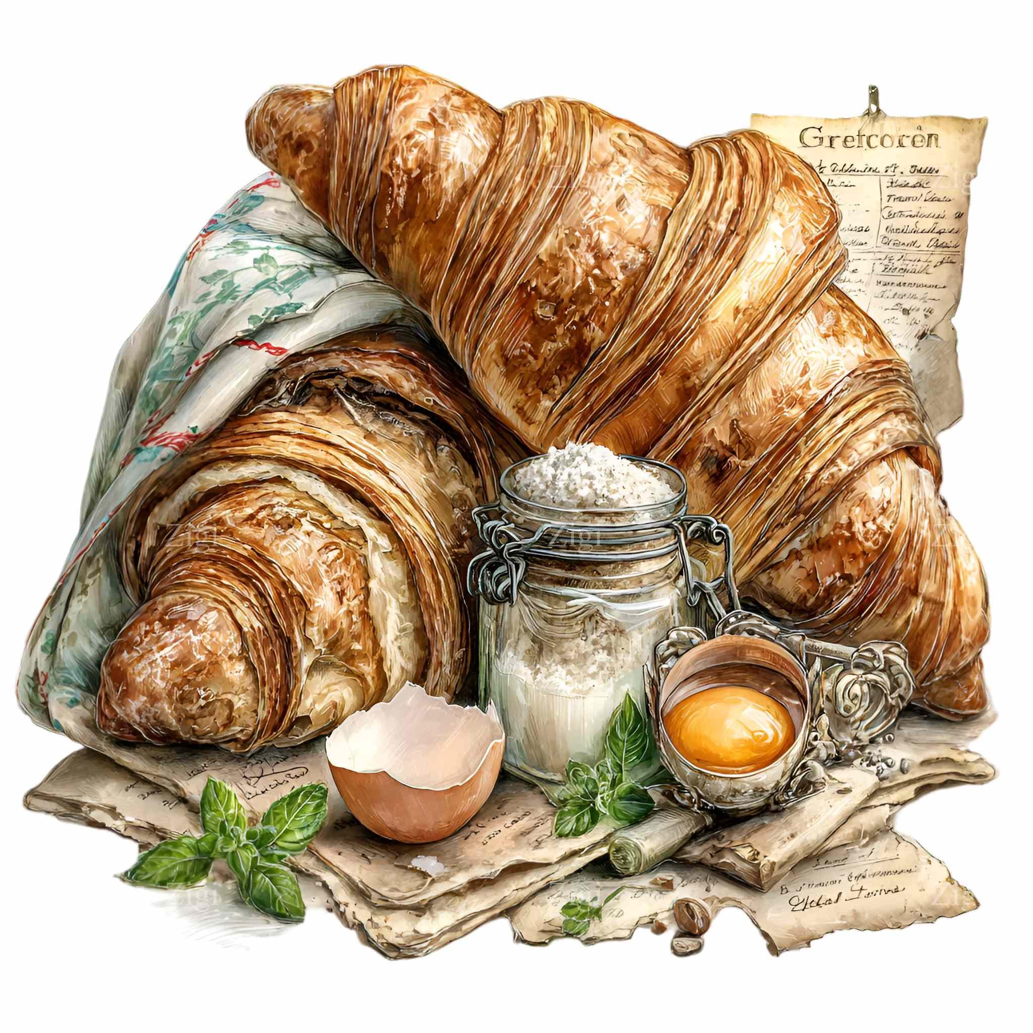 15 PNG Croissant Clipart, Breakfast Bakery Illustration Coffee Shop ...