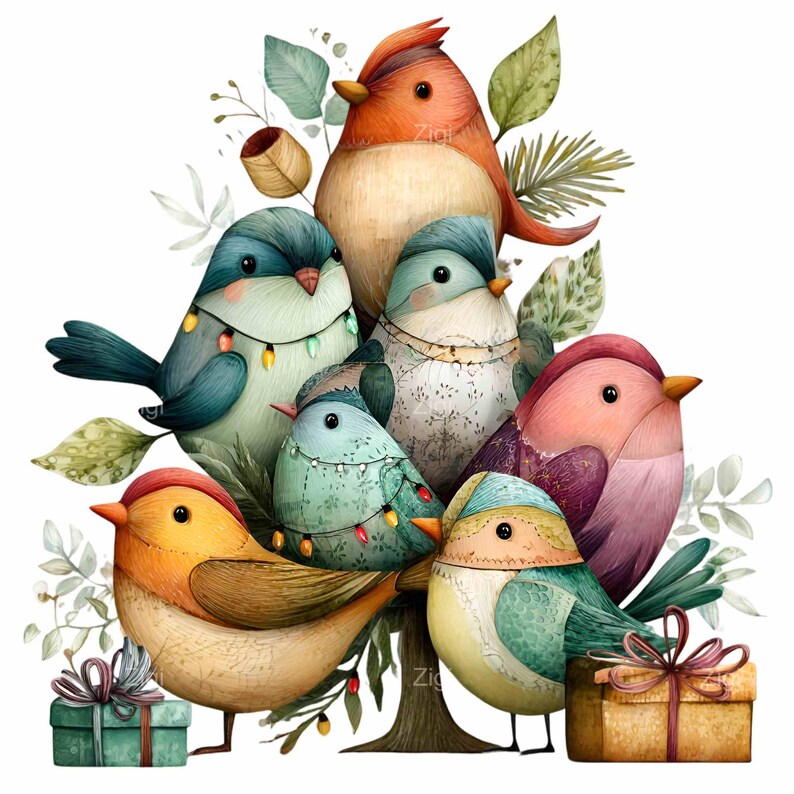 15 PNG Christmas Birds Clipart - Festive Bird PNG With Gifts and ...