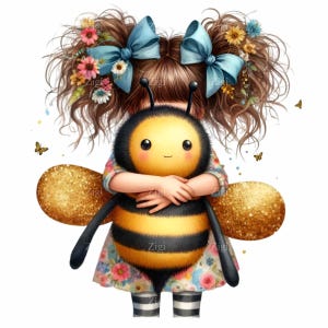 10 PNG Girl Hugging Bee PNG Clipart | Cute Child and Bumblebee ...