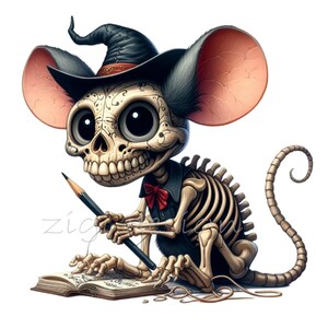 Steampunk Skeleton Mouse Clipart 15 Unique Gothic Animal PNG Perfect ...