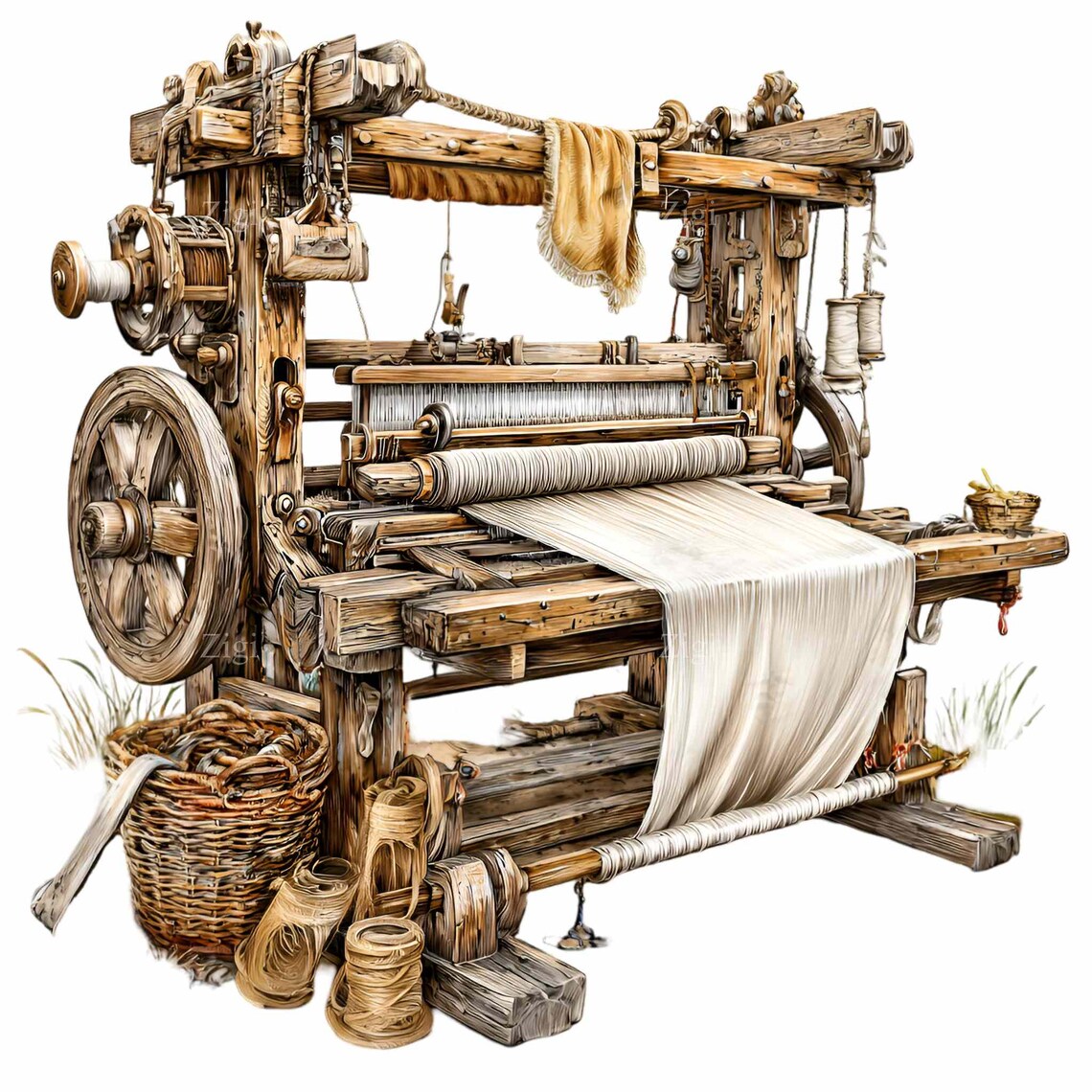 16 PNG Medieval Weaving Loom – Vintage Workshop PNG Clipart ...
