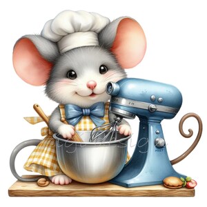 Bakery Clipart Set 20 PNG Mouse Baking Cake Digital Download for Crafts ...