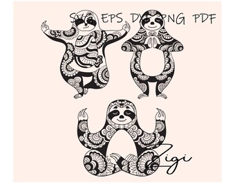 Meditating Sloth Svg | Etsy