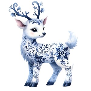 15 PNG Floral Deer PNG Clipart - Elegant Reindeer With Blue Watercolor ...