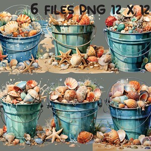 Sand Bucket Clipart PNG Bundle Watercolor Summer Ocean Travel Vacation ...
