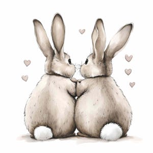 14 Bunny Couple PNG Clipart - Watercolor Style Rabbits With Hearts ...