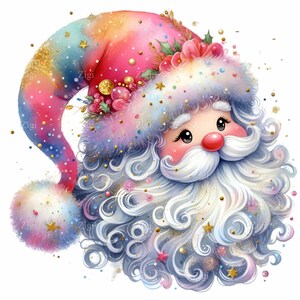 15 Golden Glitter Santa PNG Clipart, Whimsical Festive Santa With ...