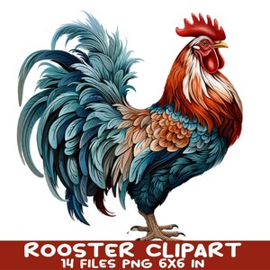 Vibrant Rooster Clipart Collection - 14 High-resolution PNG Files for ...