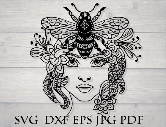 Mandala Bee Svg Zentangle Bee Svg Bee Clipart Bee Cut File Etsy