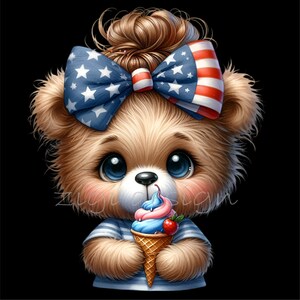Bear Clip Art, Patriotic Bear Clipart, 4th of July Clipart, 12 PNG ...