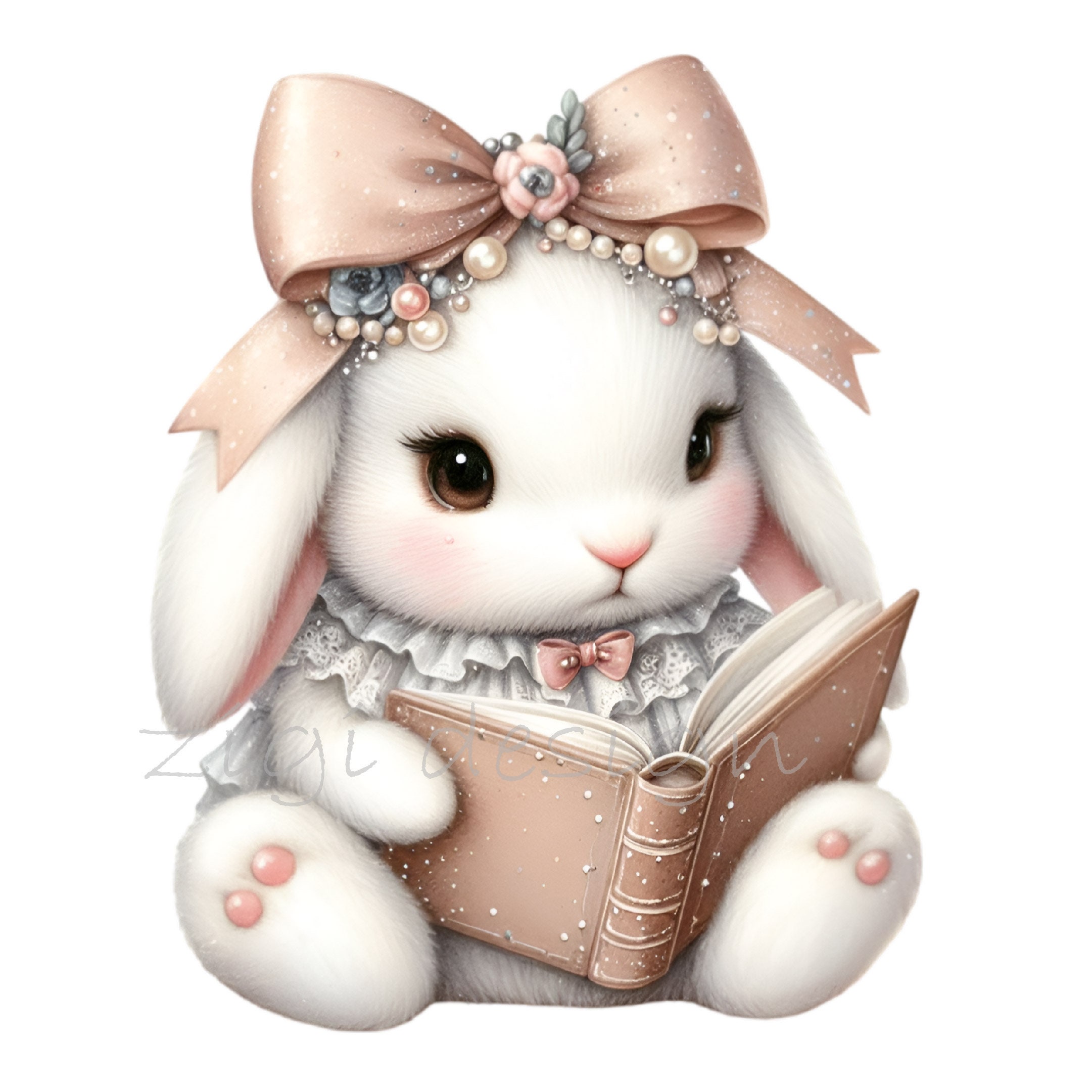 12 PNG Reading Bunny Clipart – Cute Rabbit PNG – Baby Animal ...