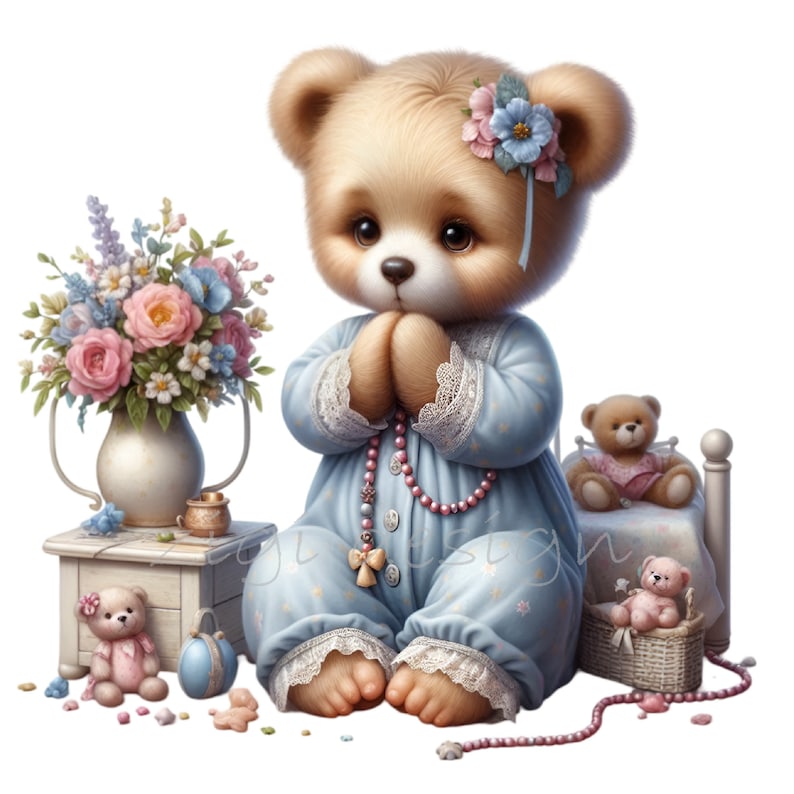 15 PNG Bed Bear Clipart – Baby Bear PNG for Nursery Wall Art, Pastel ...