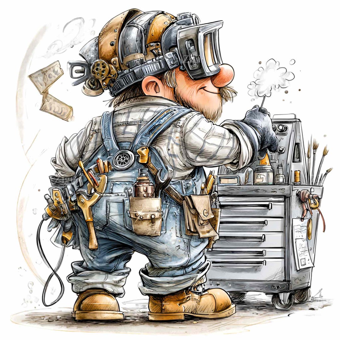 15 PNG Mechanic Clipart – Cartoon Handyman Worker Illustration for T ...