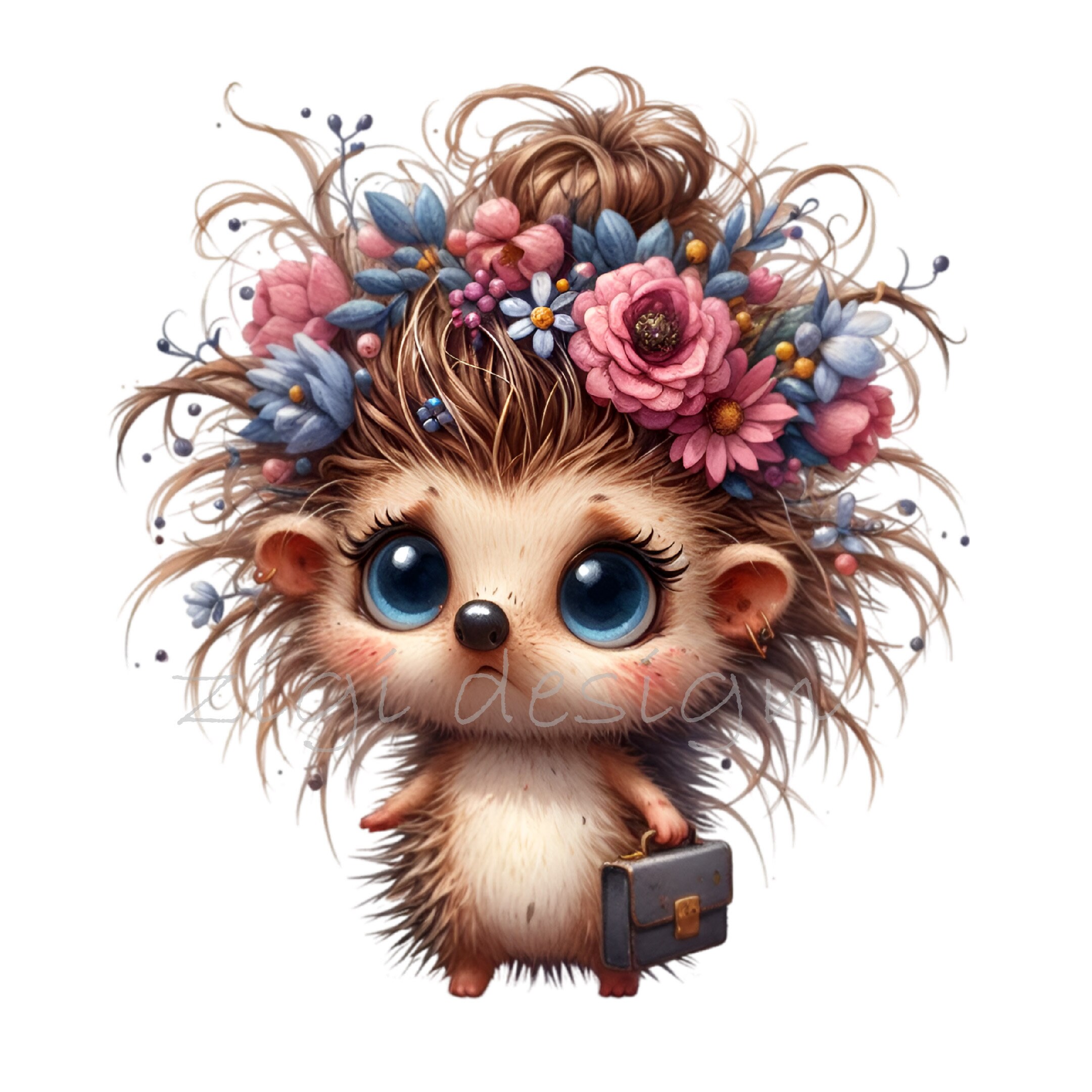 12 PNG Fluffy Hedgehog Clipart – Big Eye Hedgehog With Bow for Kids ...