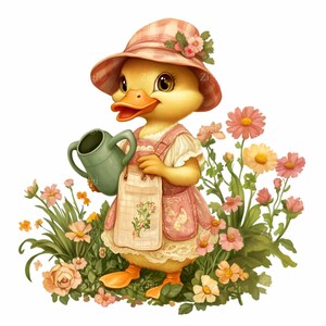 20 PNG Gardening Duck Clipart – Cute Duckling PNG in Apron and Hat for ...