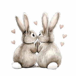 14 Bunny Couple PNG Clipart - Watercolor Style Rabbits With Hearts ...