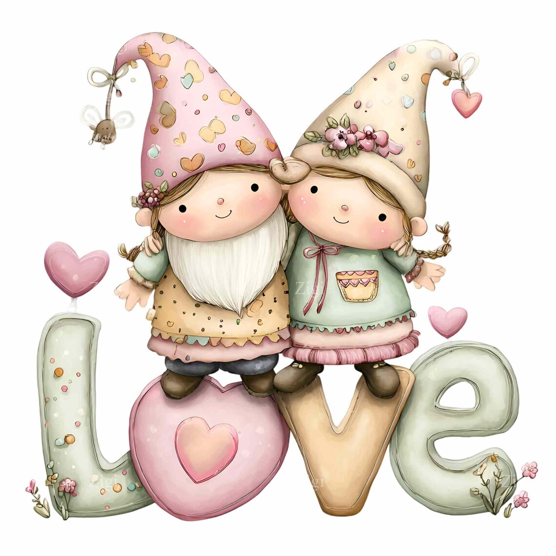 15 PNG Love Gnomes Clipart Illustration for Crafts, Posters, Cardmaking ...