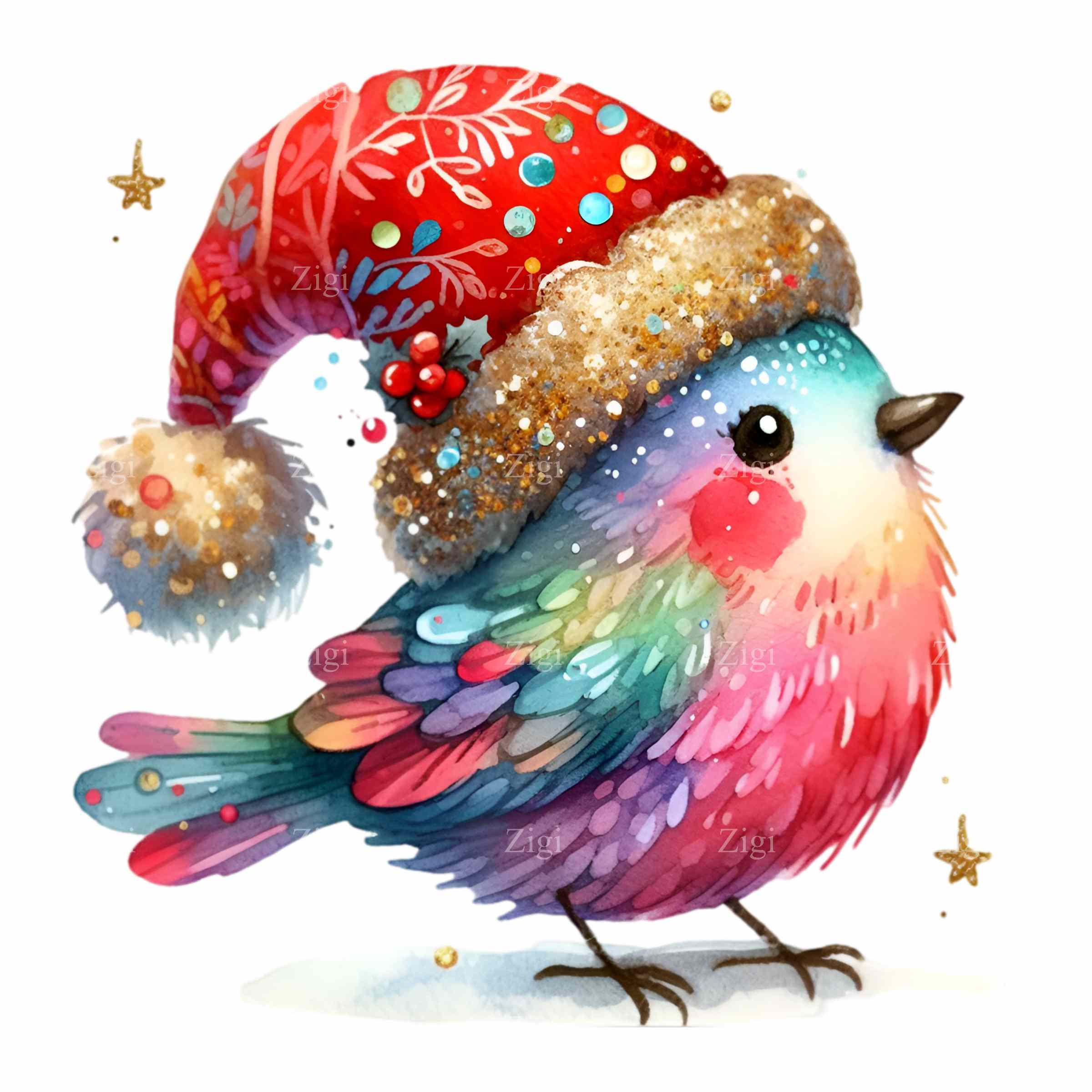 12 PNG Colorful Christmas Bird Clipart - Festive Bird PNG With Santa ...