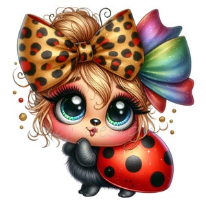 Ladybug Clip Art, Leopard Print Bow Clipart, 15 PNG Animal Print ...