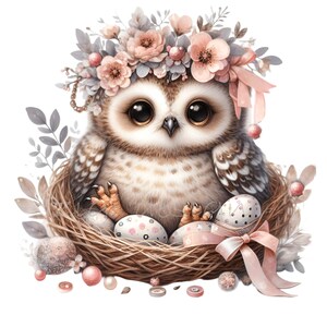 12 Easter Owl Clipart PNG, Cute Owl With Eggs, Spring Owl, Transparent ...