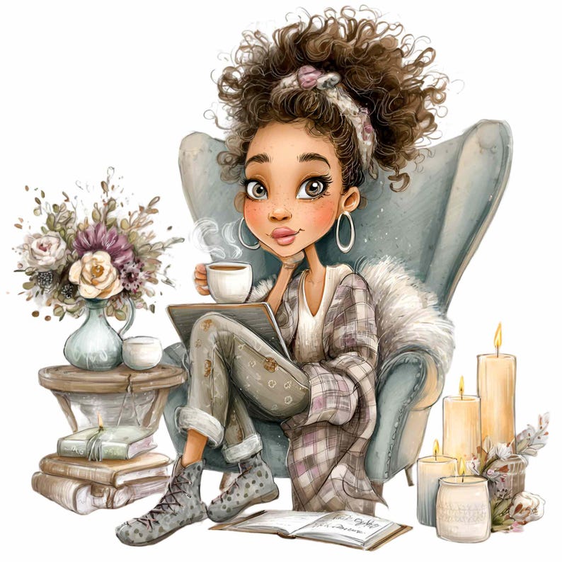 12 PNG Relaxing Girl Clipart – Woman PNG – Self Care Digital Download ...
