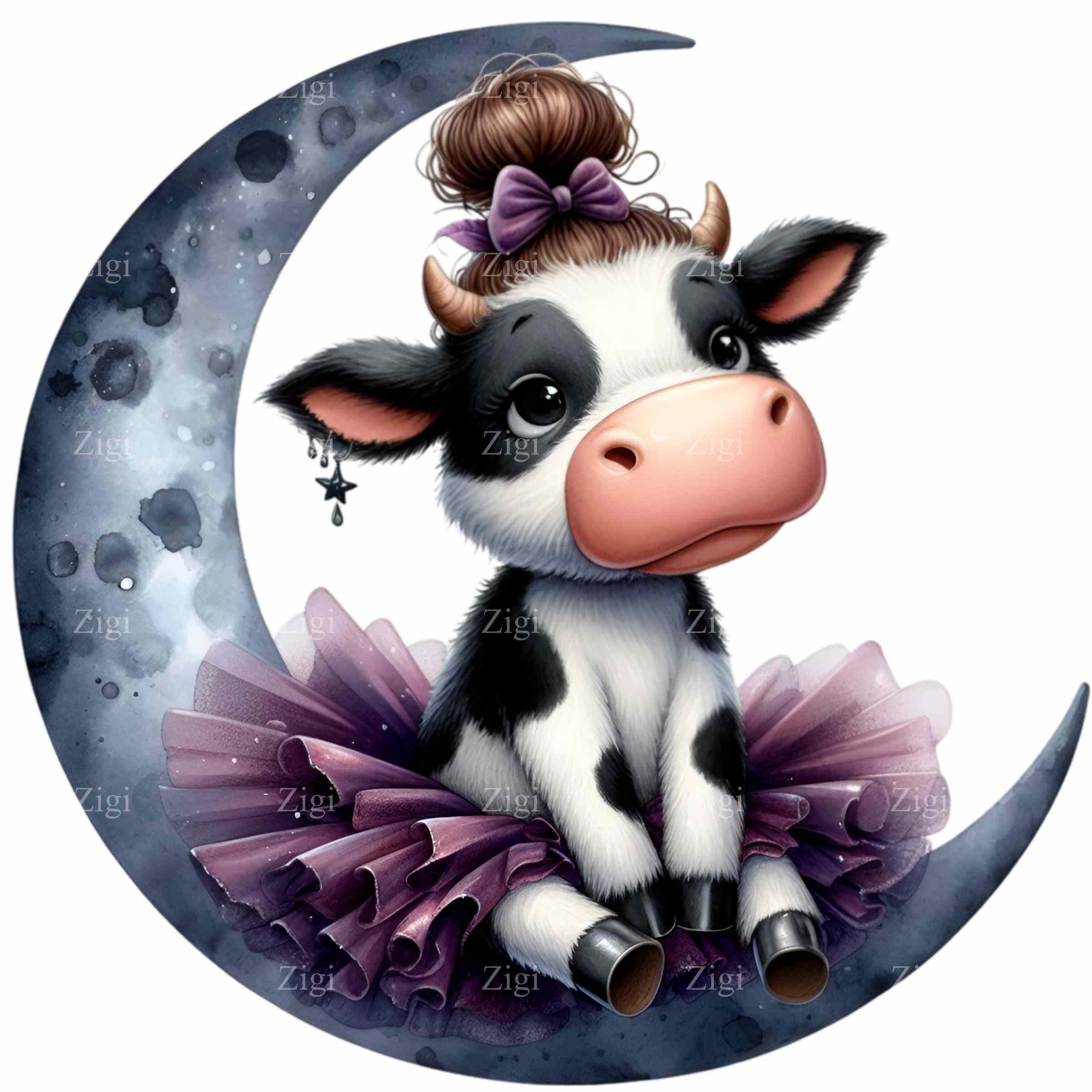 12 PNG Moon Cow – Cute Cow Clipart – Farm Animal Lovers, Nursery Wall ...